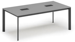 Stůl INVITATION 2000 x 1000 x 740, šedá + 2x stolní zásuvka TYP IV, černá