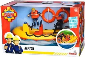 SIMBA Hasič Sam Loď Neptun s figurkou / Hračkářská loď / Naviják s lan