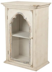 Krémová dřevěná nástěnná skříňka s prosklenými dvířky Rykel- 56*36*85 cm – 56x36x85 cm