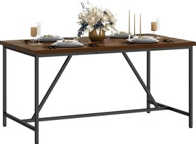 HOMCOM Obdélníkový jídelní stůl pro 6 osob, kuchyňský stůl v industriálním stylu s nastavitelnými dřevěnými a ocelovými nohami, pro jídelnu, obývací p
