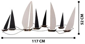Nástěnná dekorace 52x117 cm plachetnice kov