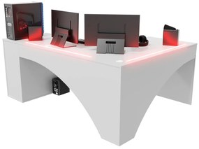Rohový herní pc stůl Carbon (bílá) (L) (s RGB LED osvětlením). 1054961