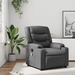 Masážní polohovací křeslo šedé, umělá kůže 3206881