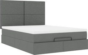 Osmanský rám postele s matrací tmavě šedá 140x200cm textil 3313079