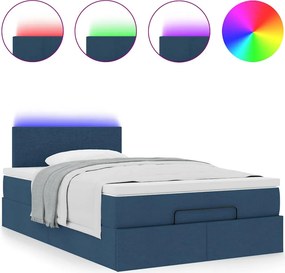 Osmanská postel s matrací &amp; LED modrá 120x200 cm látka 3312221