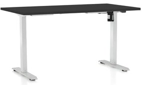 Výškově nastavitelný stůl OfficeTech A, 140 x 80 cm, bílá podnož, černá