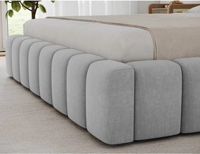 Světle šedá čalouněná dvoulůžková postel s úložným prostorem s roštem 160x200 cm Lamica – ELTAP