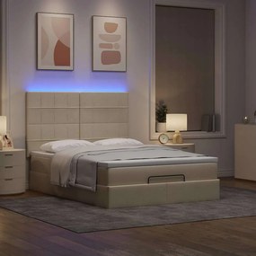 Osmanský rám postele s matrací krémově 140x200cm textil 3314015