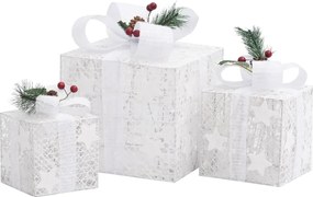 vidaXL Dekorativní vánoční dárky 3 ks dovnitř i ven [329766] Barva: Bílá