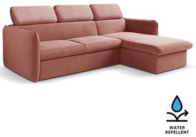 Malá sedací souprava SLIM | 235x179 cm | PRAVÁ | 63 tmavě starorůžová | rozkládací + úložný prostor