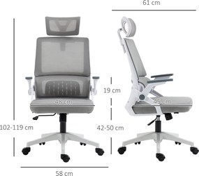 Ergonomická kancelářská židle Vinsetto s nastavitelnou opěrkou hlavy a područkami, výškově nastavitelnou otočnou židlí s funkcí houpání a síťovanou b…