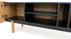Černý/přírodní TV stolek v dekoru dubu 175x60 cm Porto – Woodman