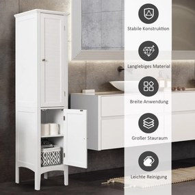 Costway 5patrová koupelnová skříňka Slim volně stojící vysoká, bílý