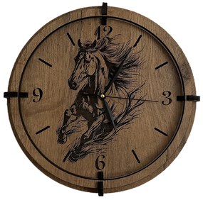 Li-Go "Kůň" Dřevěné hodiny 32 cm provedení povrchu: dub světlý