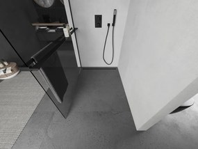 Mexen Kioto, sprchová zástěna Walk-In Walk-in 115 x 200 cm, 8mm čiré sklo, černý profil + věšák na ručníky s poličkou, 800-115-121-70-00