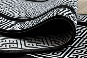 Dywany Łuszczów, Běhoun Gloss 6776 85 greek black/ivory, 80x200, černobílá, ložnice