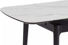 Jídelní rozkládací stůl Sento 120/180 cm keramika bílý mramor/černý