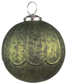 Zelená antik skleněná vánoční ozdoba koule – 10x10 cm