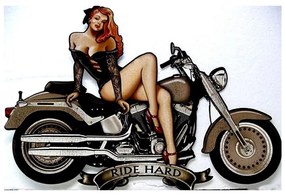 Nástěnná kovová cedule Ride Hard - 30*1*20 cm