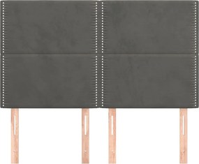Čelo postele tmavě šedé 144x5x118/128 cm sametové 3116241