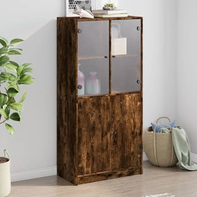 Highboard s dvířky kouřový dub 68x37x142 cm kompozitní dřevo