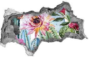 Wallmuralia 3D díra nálepka Kaktusy a květiny 95x73 cm