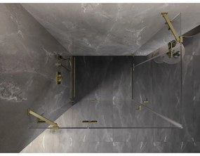 Mexen Lunar Duo, výklopný sprchový kout 100 x 70 cm, 8mm čiré sklo, zlatý matný profil, 834-100L-070P-55-00