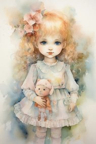 Plakát - Dívka s květinami