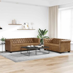 vidaXL Chesterfield sada 2místné a 3místné pohovky [274322] Barva: Hnědá