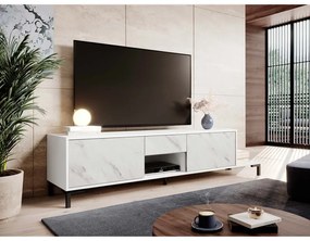 TV stolek Sopeleto 2D1S1K, Barva: bílá/bílý mramor