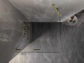 Mexen Lunar-F, skládací sprchový kout levý 100 x 100 cm, 8mm čiré sklo, zlatý kartáčovaný - 836-100-100-55-00-L