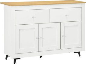 HOMCOM Kuchyňský bufet - Pomocný nábytek do kuchyně a TV stolek se 2 šuplíky, 3 dveřmi a nastavitelnou policí pro jídelnu a obývací pokoj 117x35x80 c…