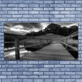 Plexisklo-obraz Molo Černobílé Jezero 120x60 cm