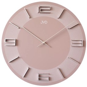JVD Dřevěné designové nástěnné růžové hodiny JVD HC34.3