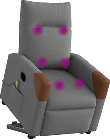 Elektrické zvedací masážní polohovací křeslo tmavě šedé textil 3324031