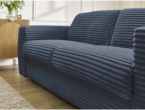 Tmavě modrá manšestrová pohovka na každodenní spaní/rozkládací 220 cm Hugo – Bobochic Paris