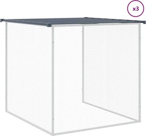 Klec pro kuřata se střechou antracitová 403 x 98 x 90 cm ocel 3189050