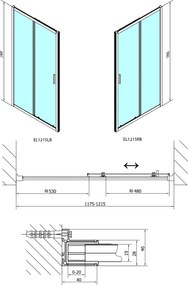 Polysan Polysan, EASY BLACK sprchové dveře 1200mm, čiré sklo, EL1215B