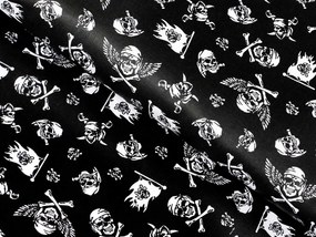 Biante Dětský bavlněný povlak na polštář Sandra SA-104 Bílé pirátské lebky na černém 35 x 45 cm