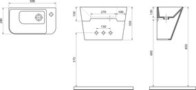 Sapho Sapho, PRIMO keramické umyvadlo 50x28cm, bílá, 100605