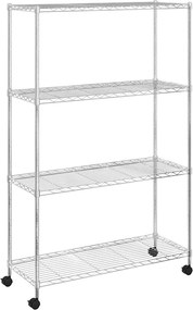 4patrový úložný regál na kolečkách 90x35x142 cm chrom 200 kg 324627