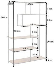 Invicta Kovová knihovna SLIM LINE 185x115 dub cm 42024