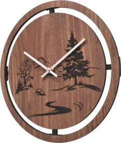 Dřevěné nástěnné hodiny s motivem lesa - moderní design | SENTOP HDF0609-silver-ruky