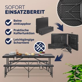 Pivní set se stolem a lavicemi Malmö 3dílný černá
