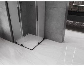 Mexen Velar L Duo, sprchový kout s posuvnými dveřmi 100 x 100 cm, 8mm sklo námraza, černá matná, 871-100-100-02-33-70