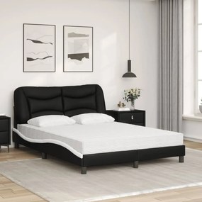 Postel s matrací Hvar černá a bílá 140 x 200 cm umělá kůže 3208729