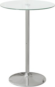 HOMCOM Moderní vysoký barový stůl, kulatý kuchyňský stůl pro 2 osoby se základnou ze železa a skleněnou deskou, Ø70x102cm, Průhledný | Aosom
