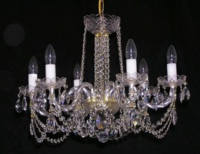 6 Arms glass crystal chandelier with cut crystal almonds