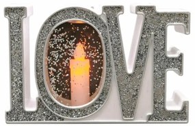LED dekorativní ozdoba se svíčkou - LOVE Barva: Stříbrná