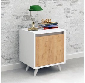 Asir | Noční stolek PIONA 52x45 cm bílá/béžová | AS1222